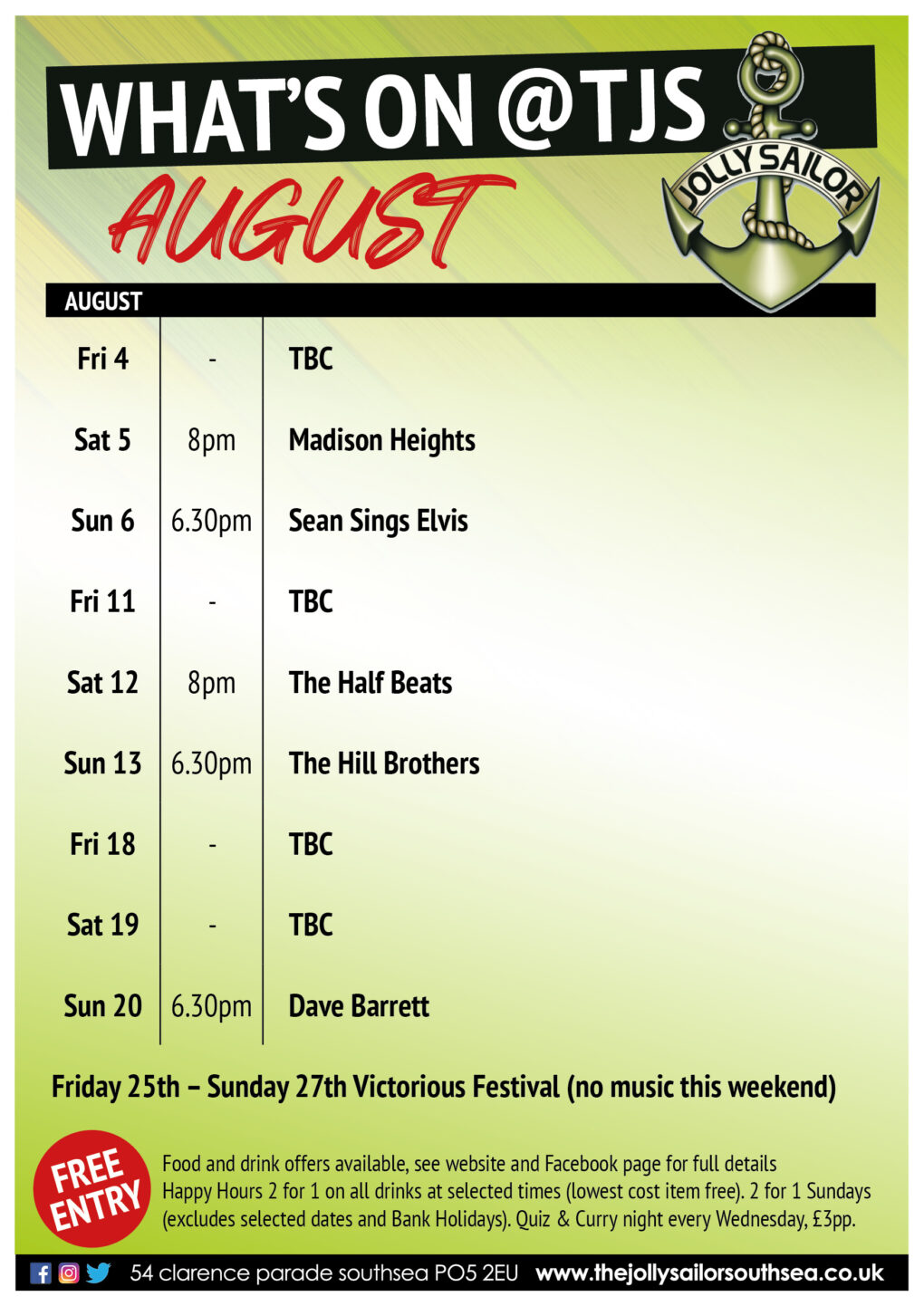 Music & Entertainment - The Jolly Sailor Southsea